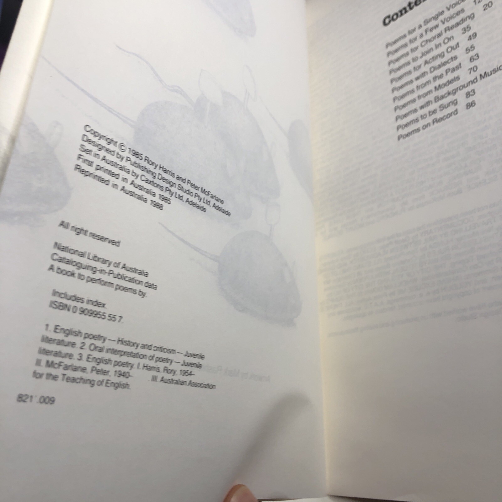 A book to Perform poems by Rory Harris Peter McFarlane paperback Poetry ...