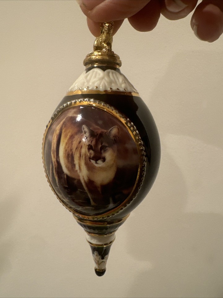 Finial glass ceramic Christmas ornament Charles Frace Majestic Cats ...