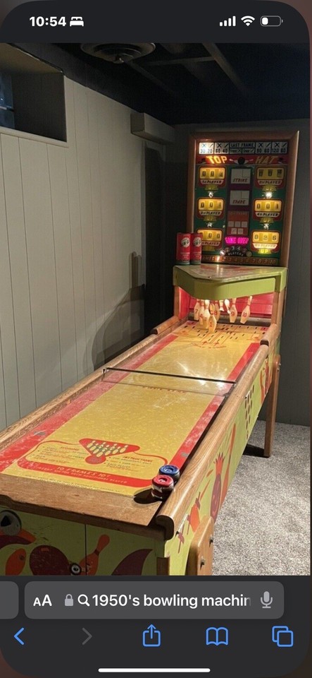 Vintage 1953 Working Great United's Shuffle Alley Puck Bowling Arcade ...