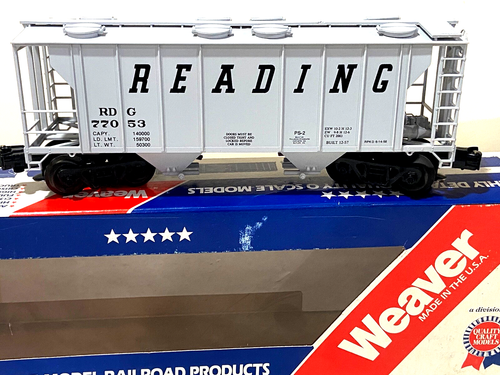 WEAVER O SCALE 3 RAIL 2 BAY 34' READING COVERED HOPPER CAR #77053 NEW ...