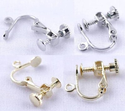 4 Pairs Clip On Screw Back Earring Findings Silvertone/Goldtone without ...