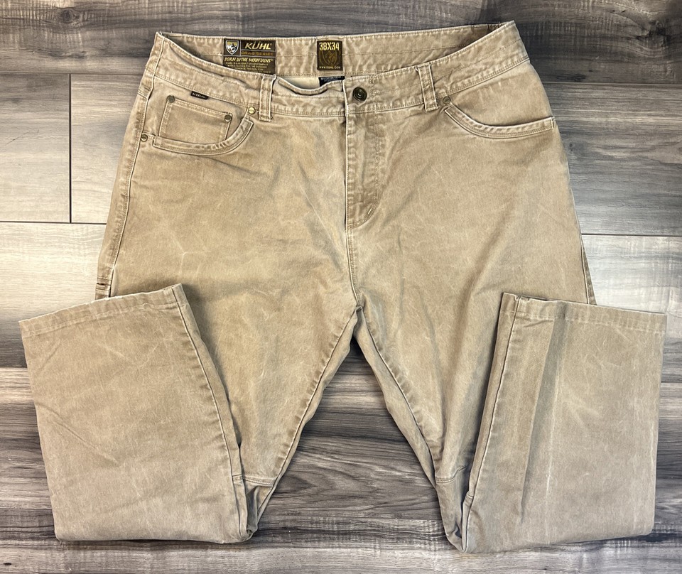 KUHL RYDR Pants Mens 38x29 Patina Dye Brown Khaki Tan Ryder Crag Series ...