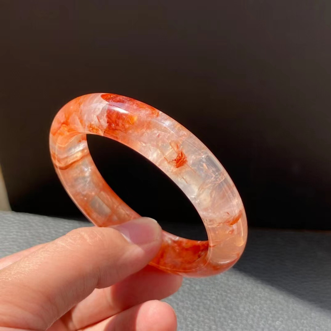 55.5mm Natural Clear Quartz Red Phantom Crystal Gemstone Round Beads ...