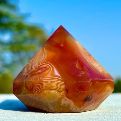 205G Natural Red Orange Sardonyx Agate Diamond Crystal Gem Mineral ...