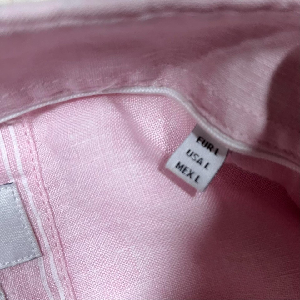 Men's Porter & Ash Pink LS 100% Linen Sz. L Excellent | eBay