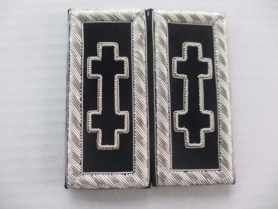 KNIGHTS TEMPLAR GRAND ENCAMPMENT SHOULDER BOARDS in Silver Bullion PAIR ...