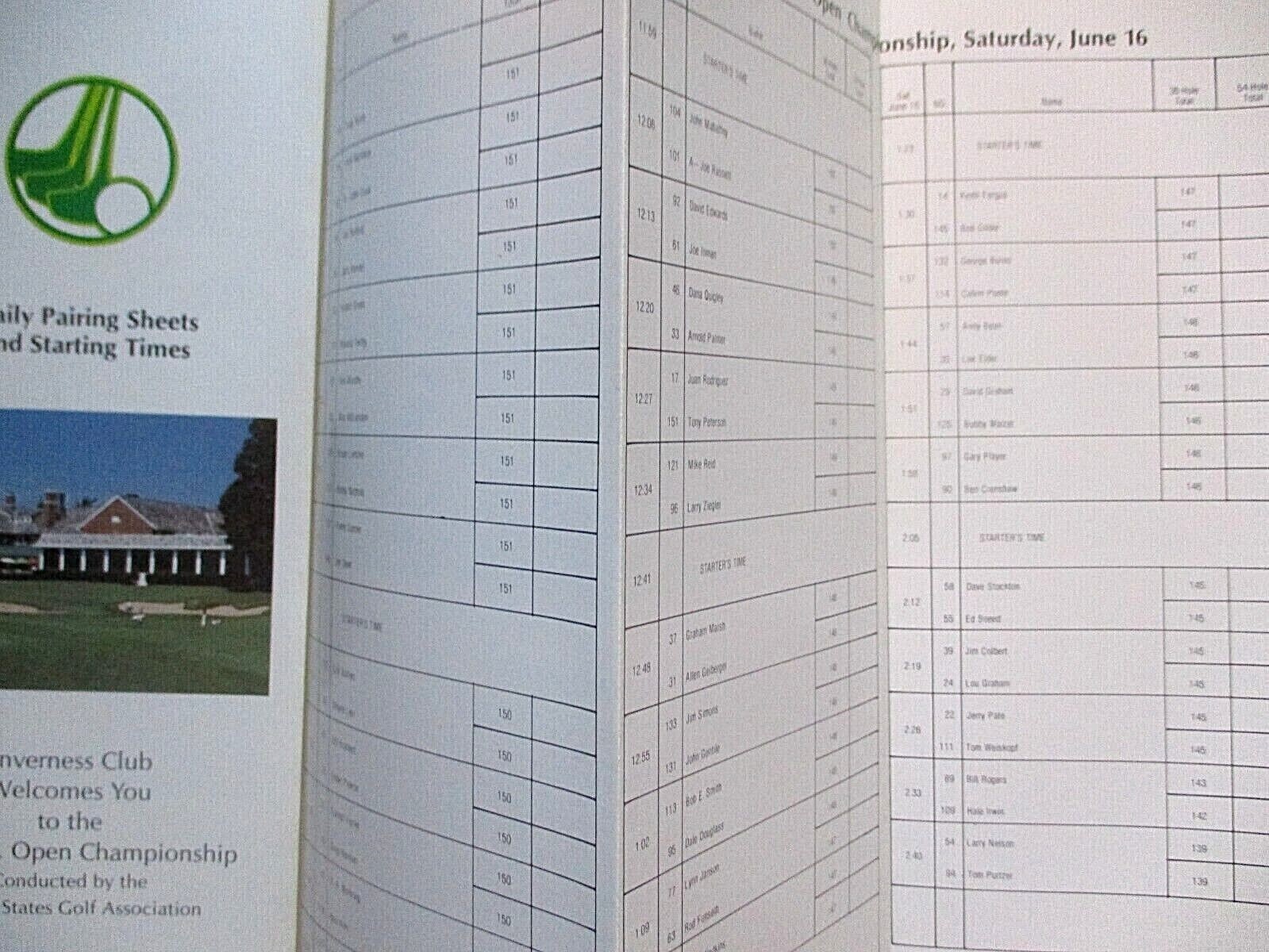 vtg - 1979 U.S. OPEN CHAMPIONSHIP - Saturday Pairing Sheet - Inverness ...