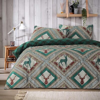 Skye Stag Duvet Cover + Pillowcases - Polycotton Reversible Quilt ...