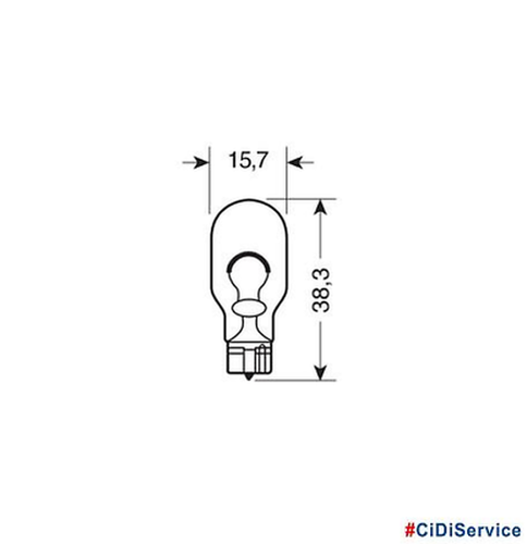 2 x Osram WY16W Lamp 12V 16W W2.1 .5d all Glass Bulb W16W Orange 921NA ...