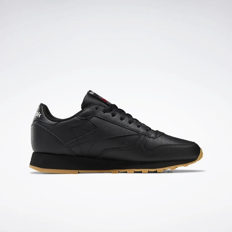 Reebok GY0954 Classic Leather Trainers Black/Gum - 80s 90s Retro Unisex ...