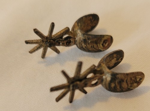 Vintage Miniature Spurs Decorative Floral Etched Marked 925? 1" Western ...