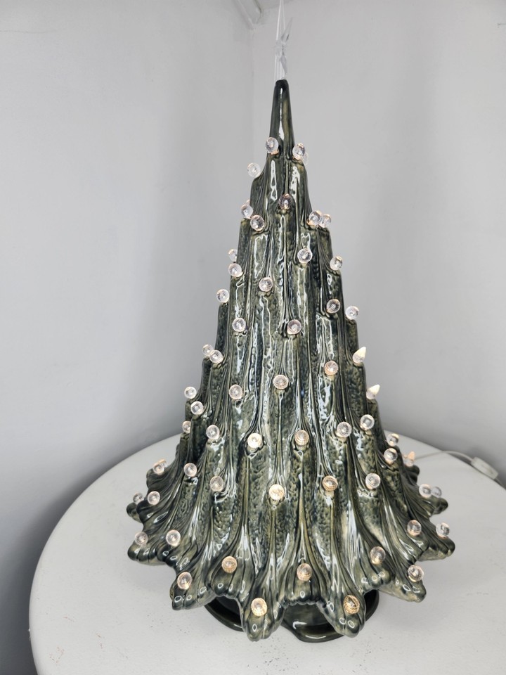 Rare Vintage Lava Ceramic Christmas Tree w/ Gorgeous Grey Drip Glaze ...