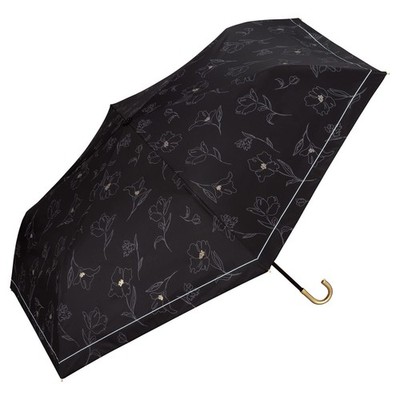 Wpc. Parasol Folding Umbrella Blackout Flower Drawing Mini Black [100% ...