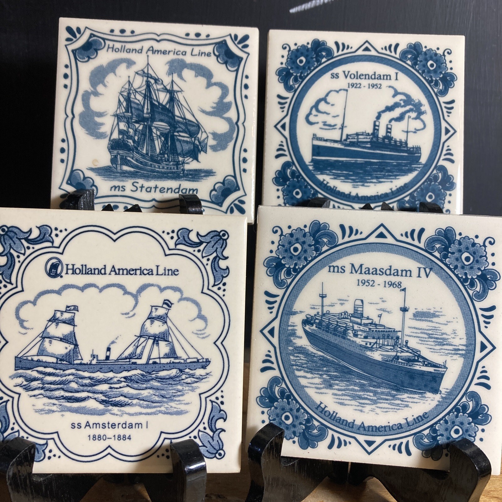 Holland America Cruise Line Blue Delft Tiles Coasters Various Scenes | eBay