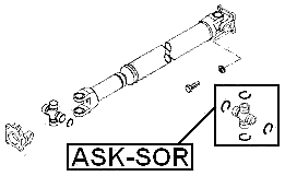 ASK-SOR Febest CROSS SHAFT JOINT, DRIVE SHAFT 28X48/77 49598-3E100 ...