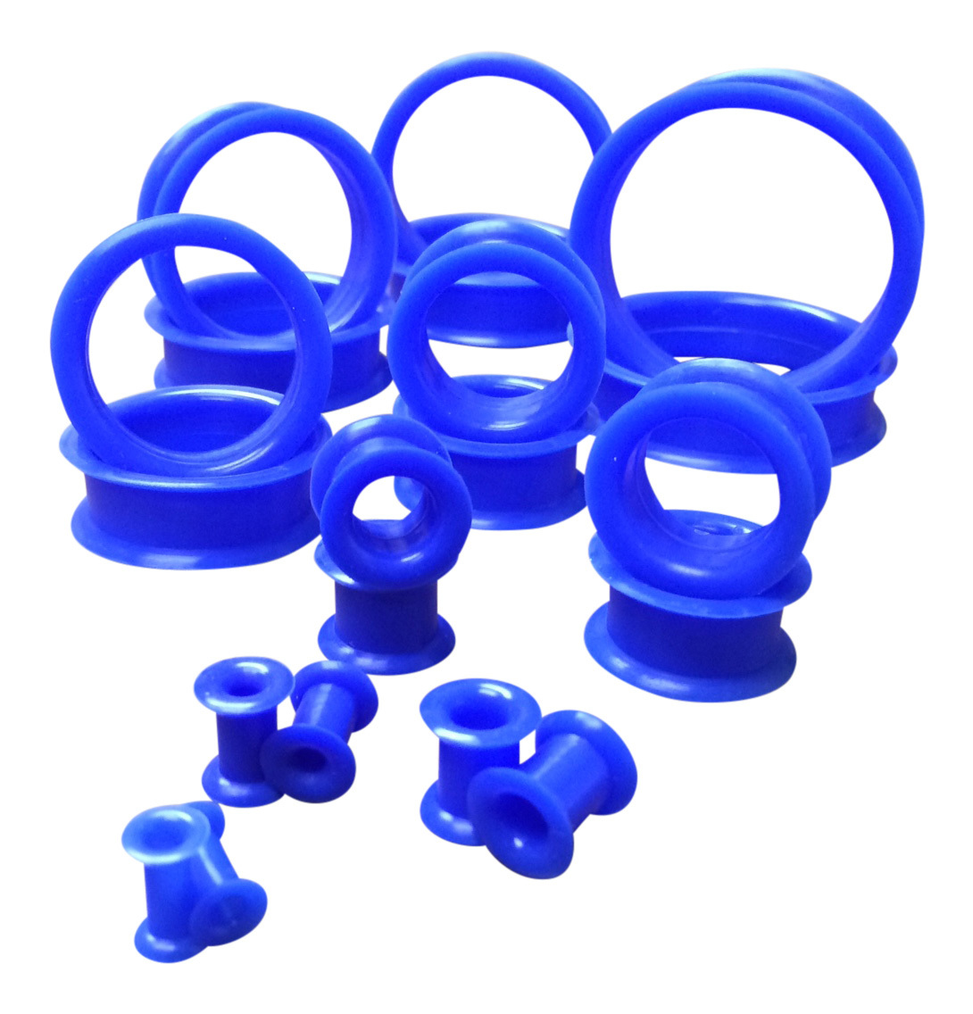 PAIR Soft Silicone Ear Tunnels Plugs - choose from 10 colors up to size ...