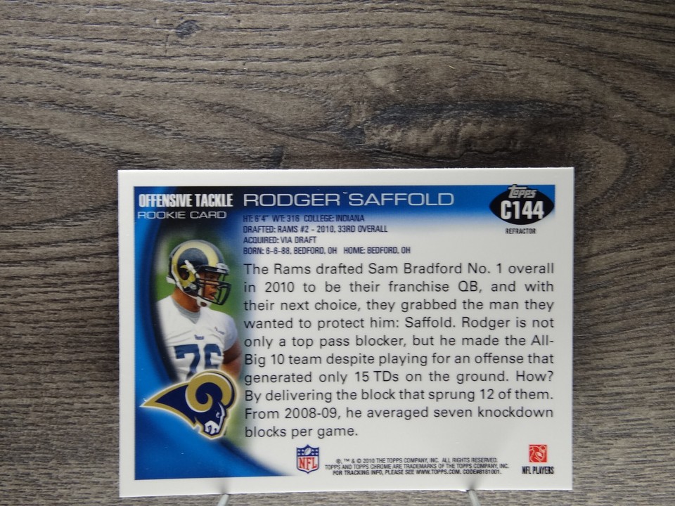 2010 Topps Chrome Xfractors #C144 Rodger Saffold RC | eBay
