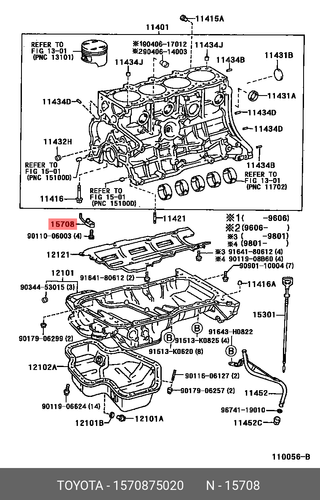 Genuine OE nozzle sub-assy, oil, no.1, 1570875020 for TOYOTA 15708 ...
