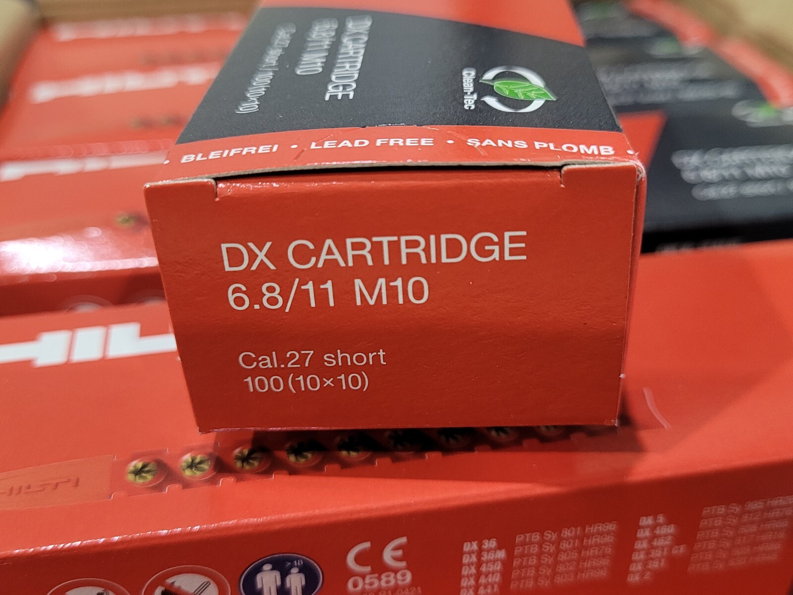HILTI DX 6.8/11 M10 27 Cal Short Cartridges - Red, Pack of 100 (416474 ...