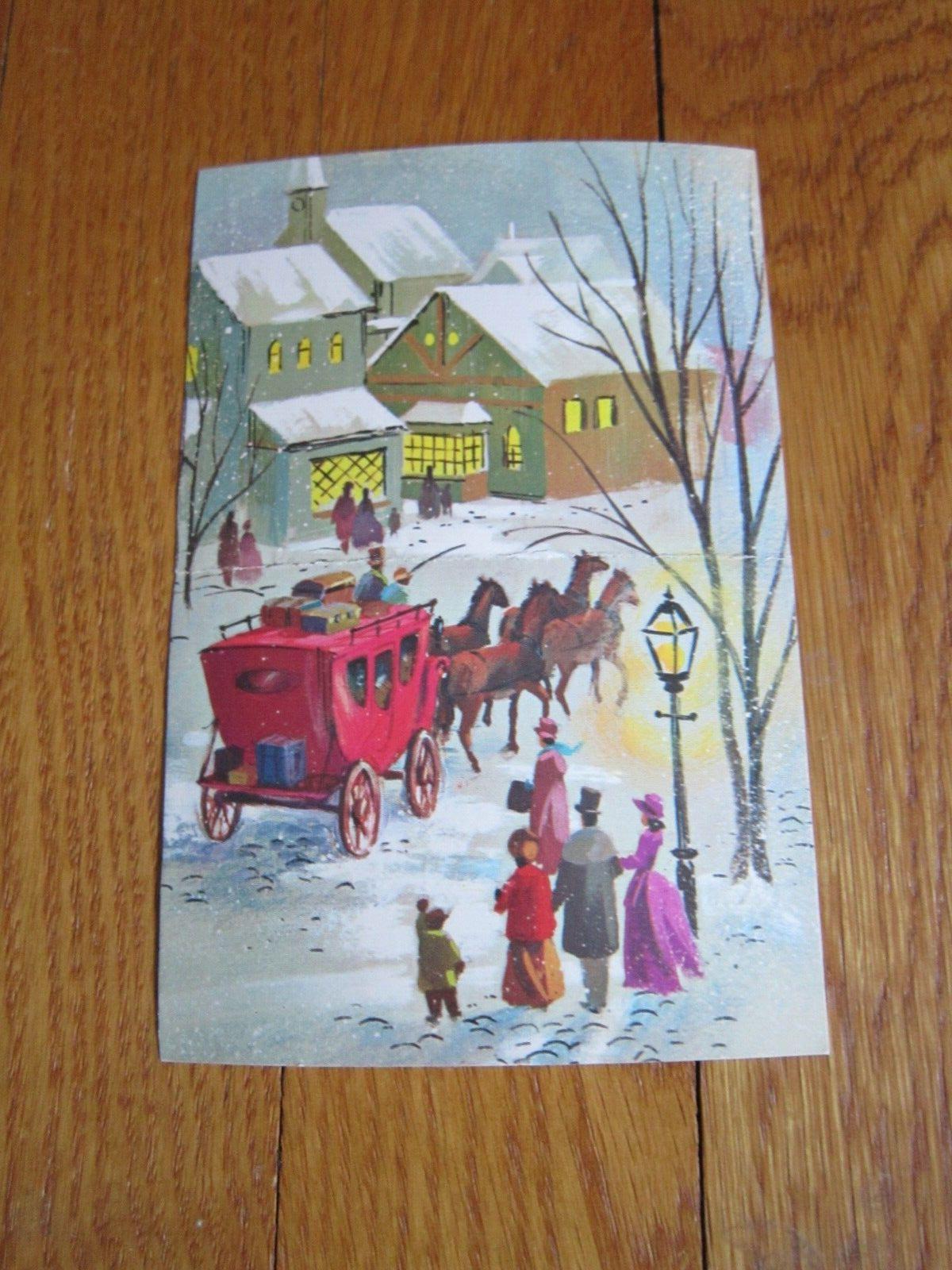 Winter Scene Stagecoach Victorian PARTIAL Card or print - Folded Heavy ...