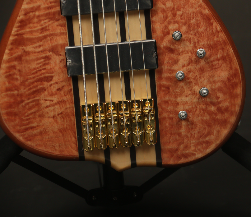 Custom 6-string Electric Bass Guitar Quilted Maple Top Gold Hardware ...