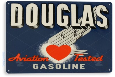 TIN SIGN Douglas Aviation Gas Oil Gas Parts Service Auto Shop Garage ...