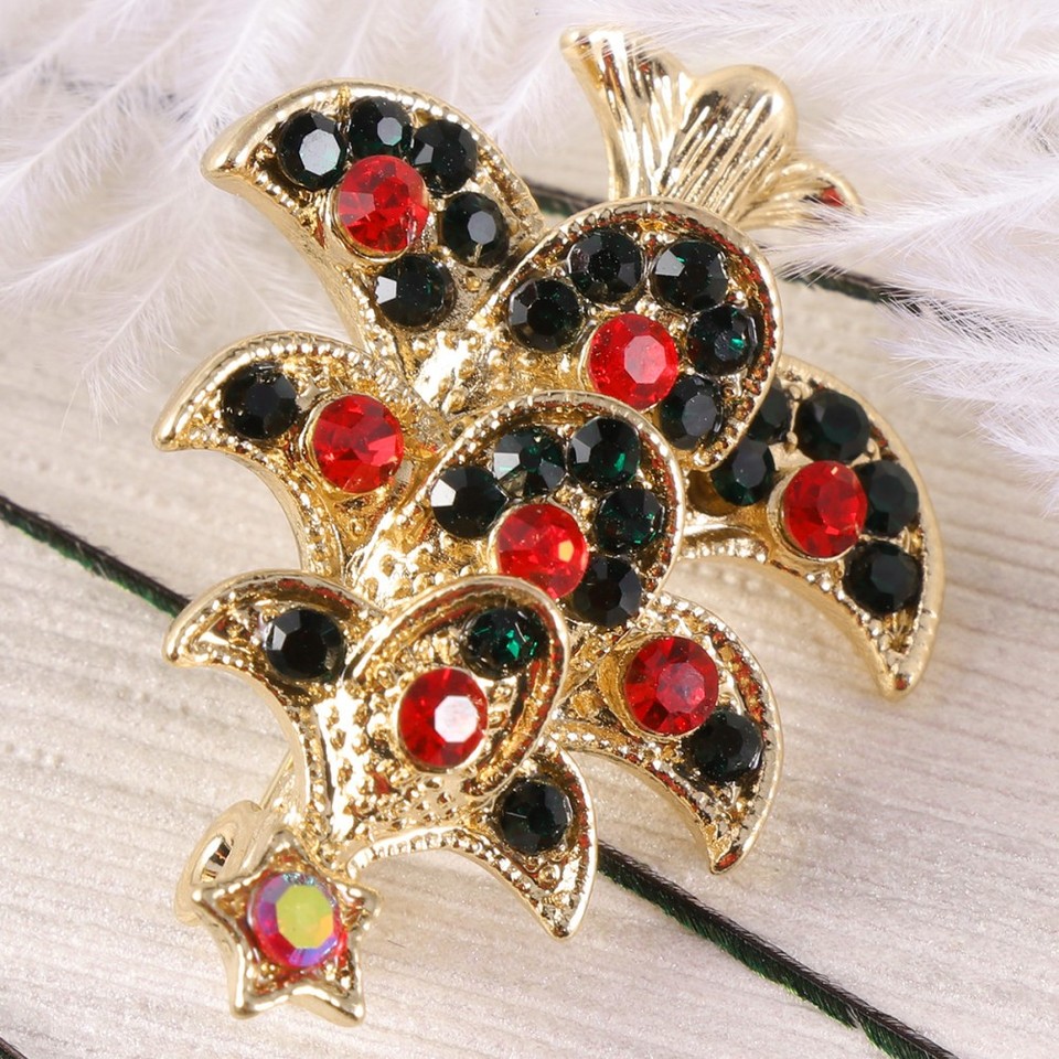 Christmas Brooch Xmas Crystal Rhinestone Brooch Pin Breastpin Party ...