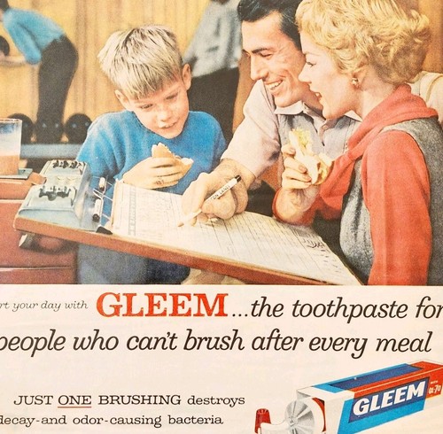 1958 Gleem Toothpaste GL70 Advertisement Dental Oral Hygiene Vintage ...