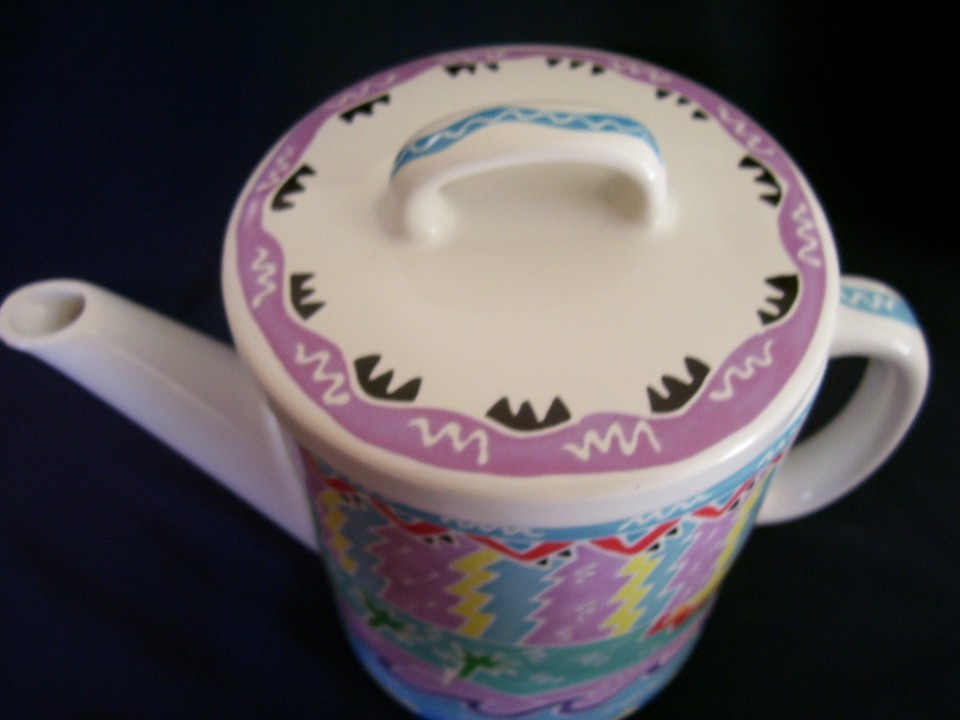 Judith Geiger 1987 Chaleur COFFEE POT Southwest Folk Art Abstract 6" | eBay