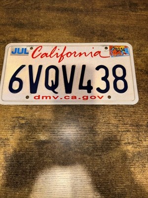 California State License Plate 6VQV438, last registered 2015 based on ...
