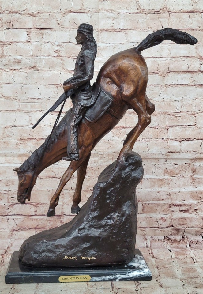 100% Solid Bronze Frederic Remington "The Mountain Man" 26" by 25 ...