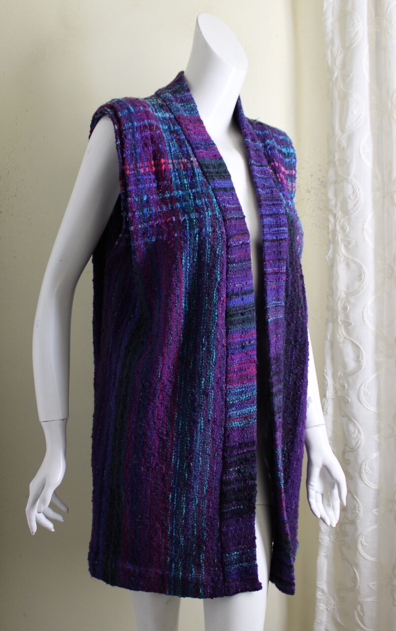 Estate Joy Boatwright O/S S M L Hand-Woven Tweed Purple Vest Jacket ...