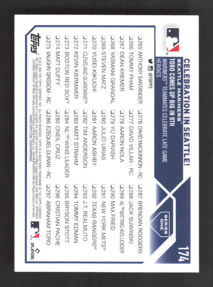 Celebration in Seattle! CC, CL 2023 Topps Rainbow Foil Seattle Mariners ...