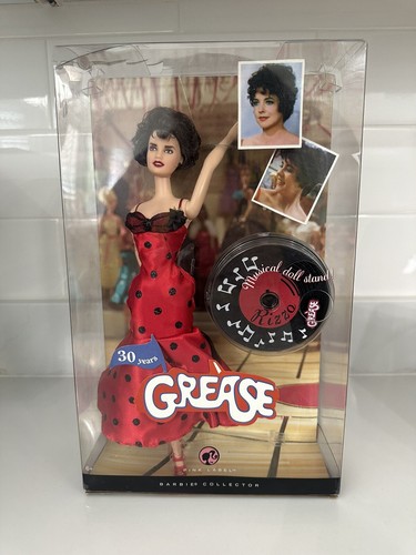 2008 GREASE RIZZO DANCE OFF BARBIE DOLL 30 YEARS WITH MUSICAL STAND ...