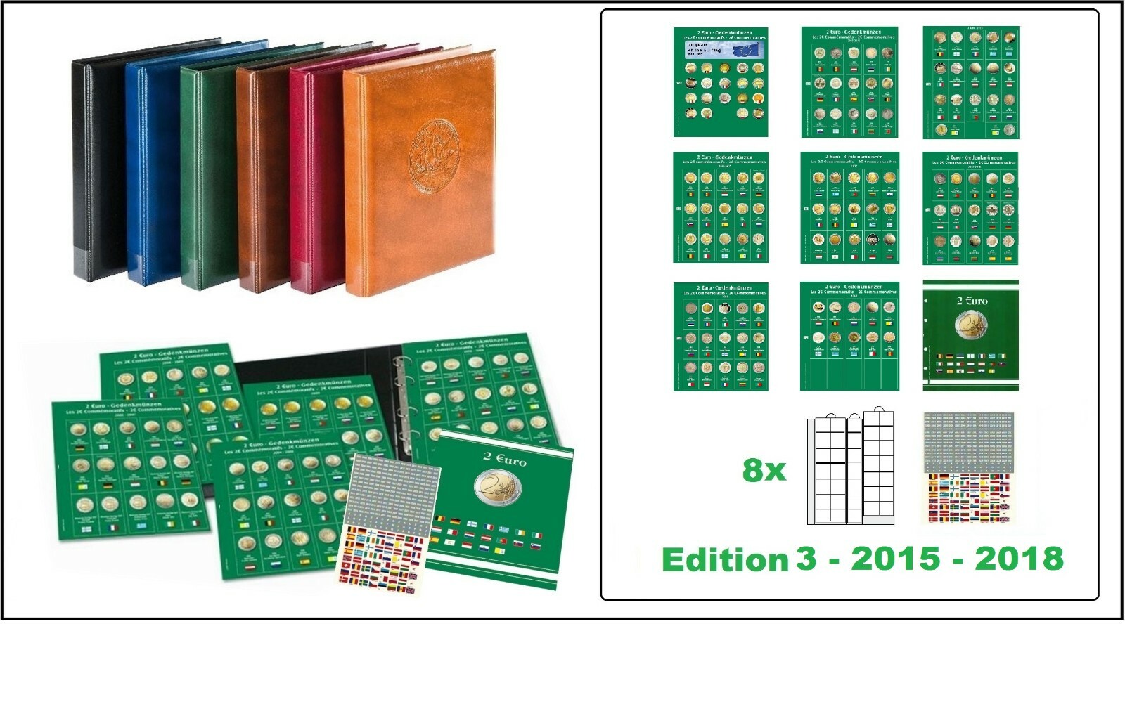 Look 17341-W Red 2 Euro Premium Printed Page Coin Album Ed.3 2 € Coins ...