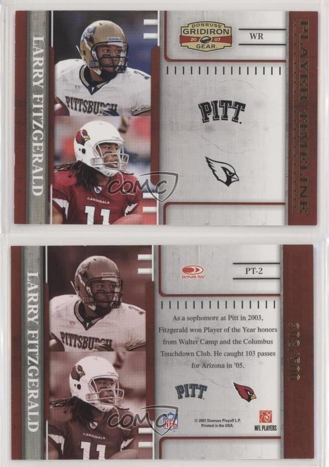 2007 Donruss Gridiron Gear Player Timeline 302/500 Larry Fitzgerald #PT ...