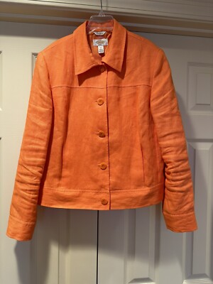 Talbots Orange Irish Linen Short Sporty Jacket. SZ 8. | eBay
