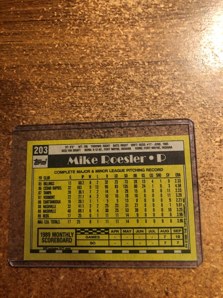 1990 Topps Baseball # 203 Mike Roesler RC | eBay