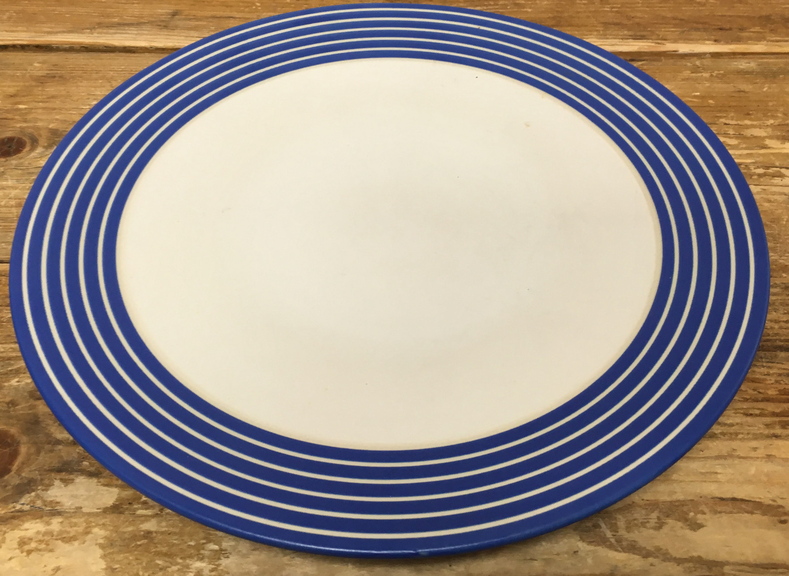 Denby Intro Blue Stripe Cobalt Royal 1 Dinner Plate White Bands England ...