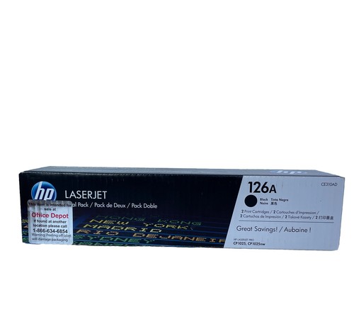 Genuine HP 126A BLACK Toner Cartridges DUAL Pack CE310AD CE310A laser ...