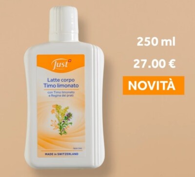 Latte corpo Just crema Timo Limonato profumata Regina Prati Prodotti ...