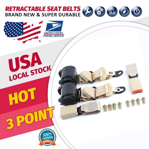 3 Point Retractable Car Safety Seat Belt Lap & Diagonal Belt Adjustable ...