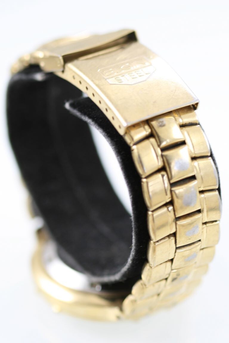 Elgin Motion Watch Men FV108 Stainless Steel Gold Date 100m NON WORKING ...