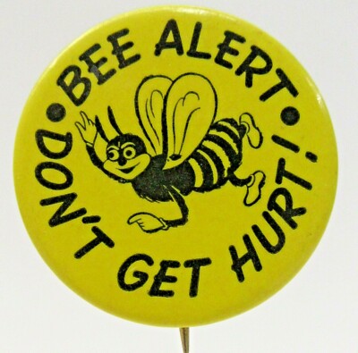 BEE ALERT DON'T GET HURT bumble bee Romper Room similarity pinback ...