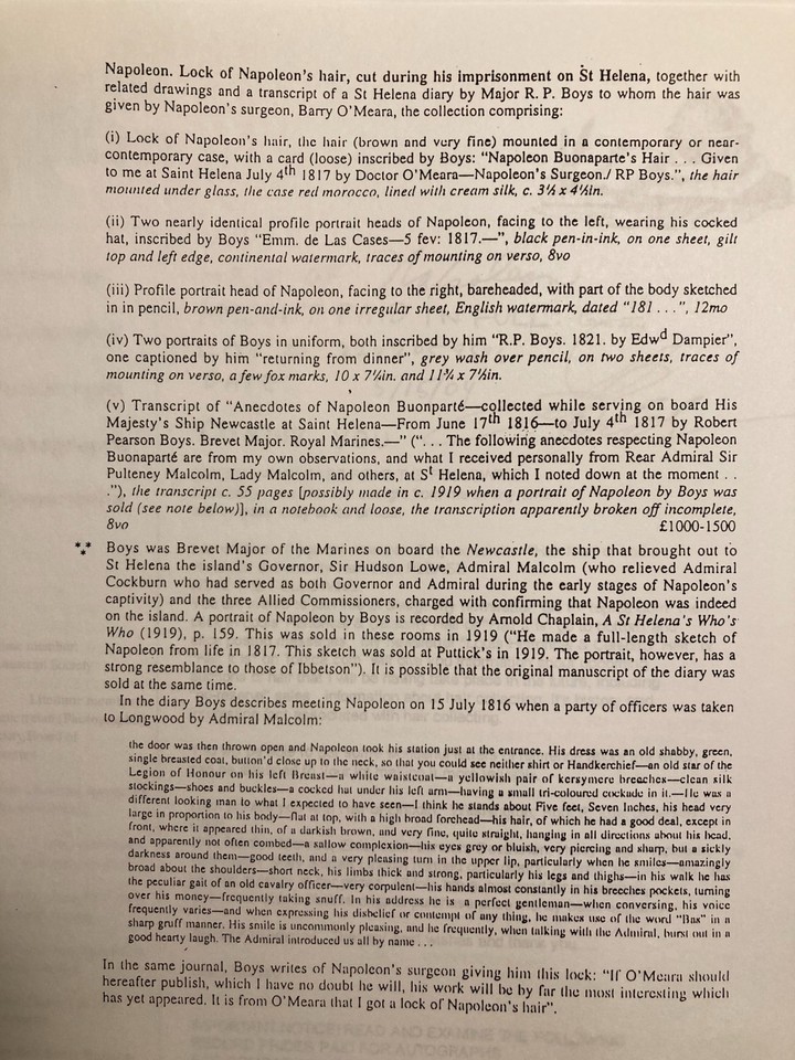 Rare Napoleon Bonaparte Hair Strand, from Louis Mushro Collection w/COA ...