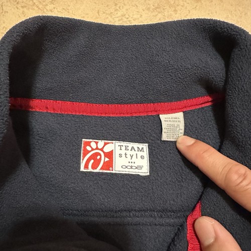 Chick-Fil-A Employee Jacket Sz L Navy Blue Fleece Full-Zip Work Oobe ...