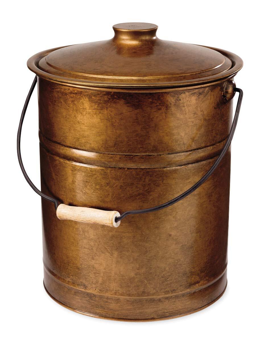 3 Gallon Copper Large Ash Bucket With Lid And Wood Handle | 28 Gauge ...