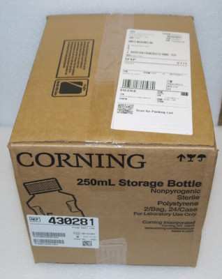 Corning 430281 Storage Bottle 250mL Nonpyrogenic Sterile Polystyrene 24 ...