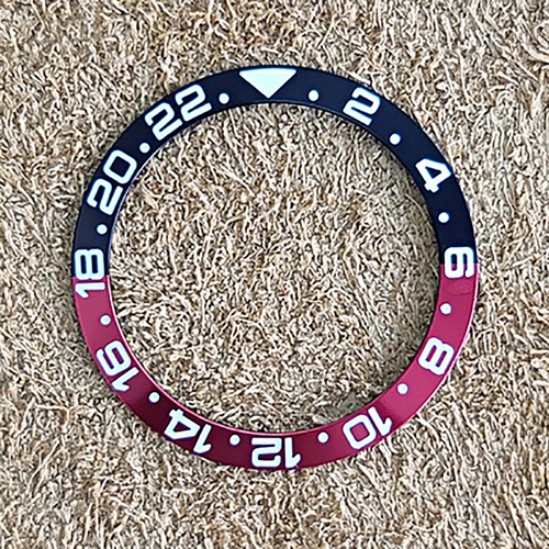 38MM GMT Watch Bezel Black Red Aluminum Bezel Blue/Green Luminous Bezel ...
