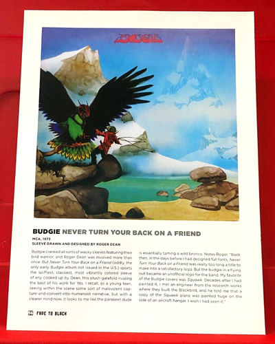 Budgie Never Turn Your Back On A Friend Album Cover Art PICTURE / PRINT ...